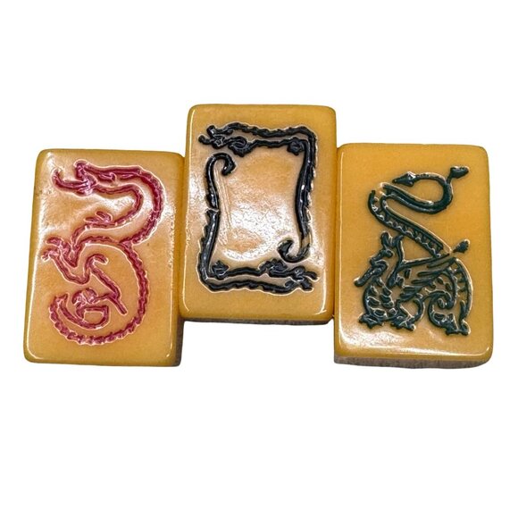 Vintage | Jewelry | Vintage Butterscotch Bakelite Mahjong Tile Green ...